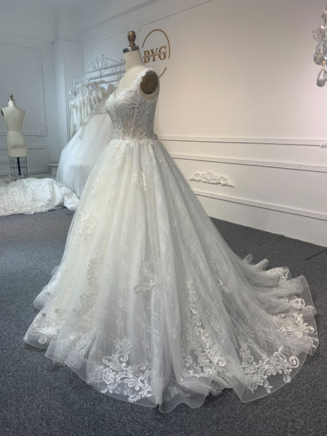 BYG #Y2311 LACE UP A LINE WEDDING DRESS – BYG Wedding Factory