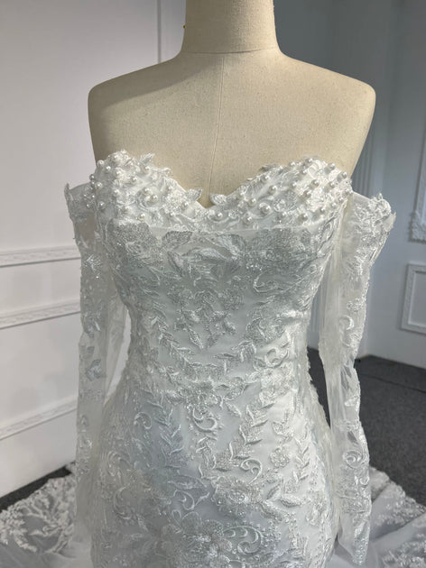 GB100 #IVORY MERMAID WEDDING DRESS WITH LONG ARMHOLD SLEEVE – BYG ...