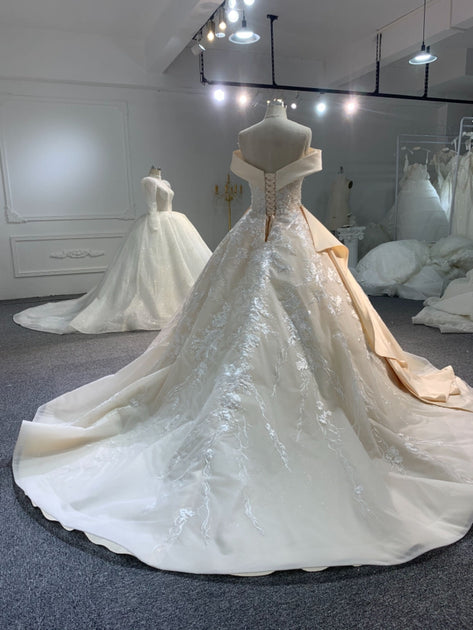 PD005- BYG CHAMPAGNE LUXURY BALL GOWN WEDDING DRESS – BYG Wedding Factory