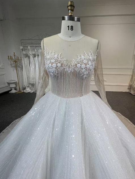 BYG24-35 FLOWER LACE COVER UP CHEST BALL GOWN WEDDING DRESS – BYG ...