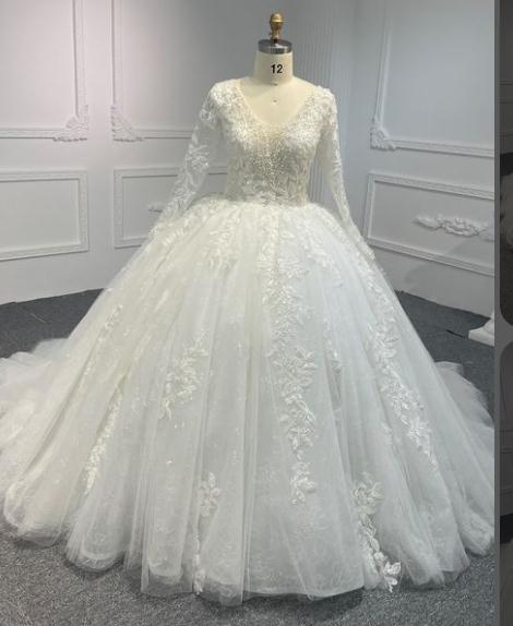BYG #BYG001 LUXURY V NECK FULL LACE BALL GOWN – BYG Wedding Factory