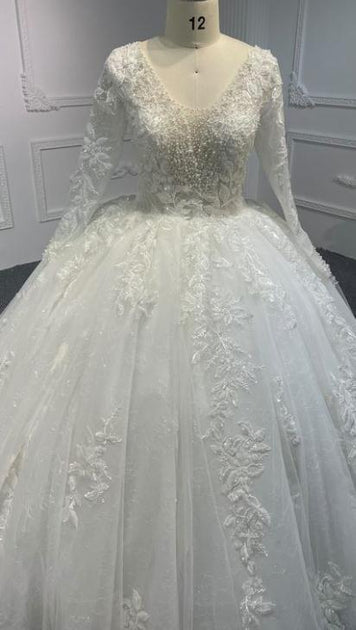 BYG #BYG001 LUXURY V NECK FULL LACE BALL GOWN – BYG Wedding Factory
